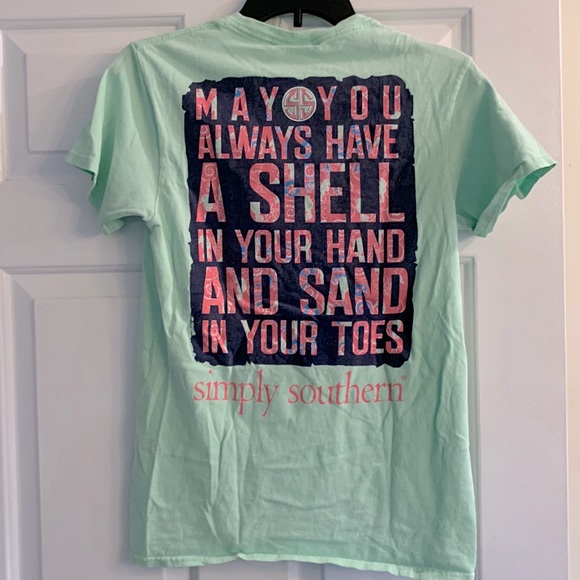 Simply Southern | Shirts | Simply Southern Green Cotton Shirt Shell In ...